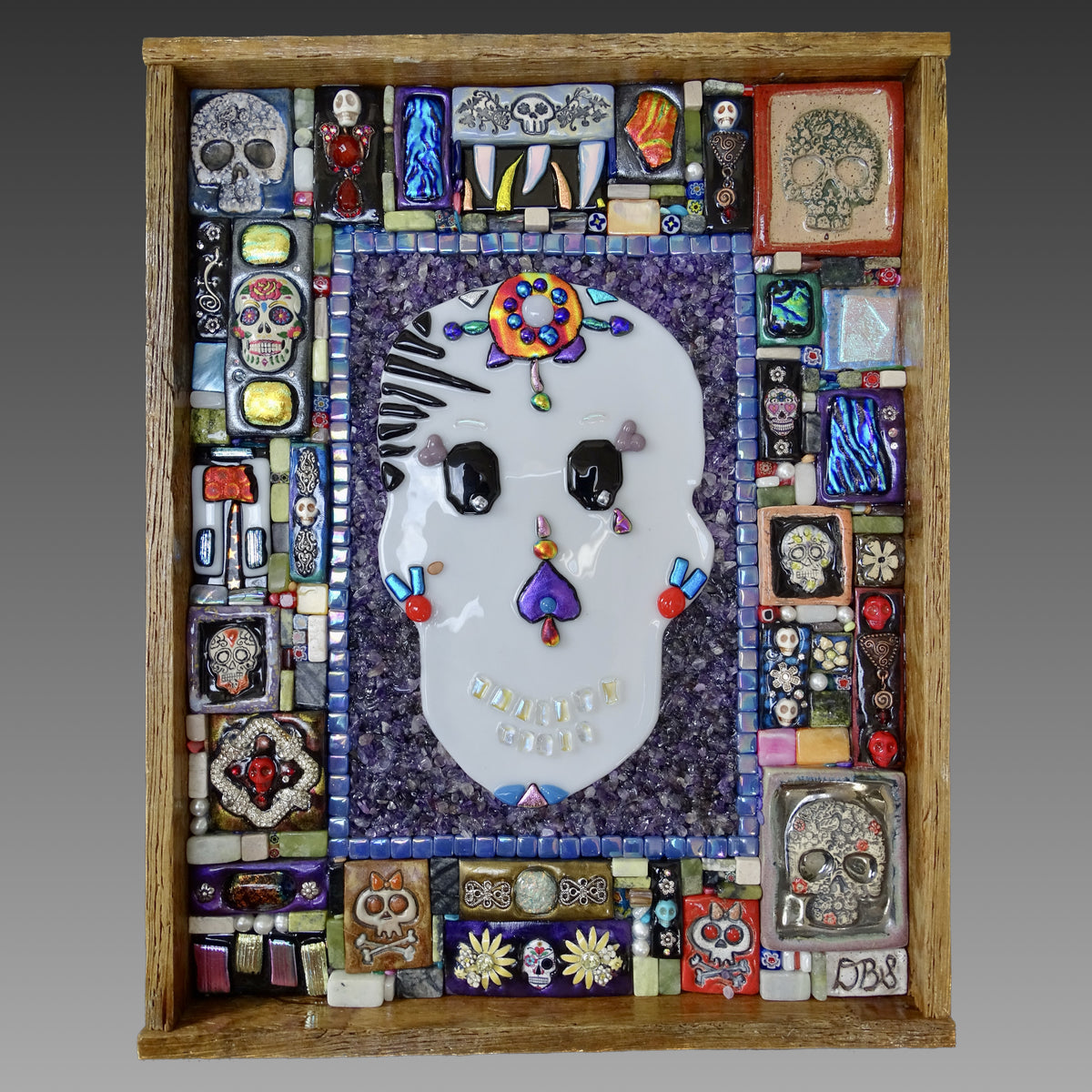 Fused Glass Sugar Skull Mosaic – Natureheart Clay Creations